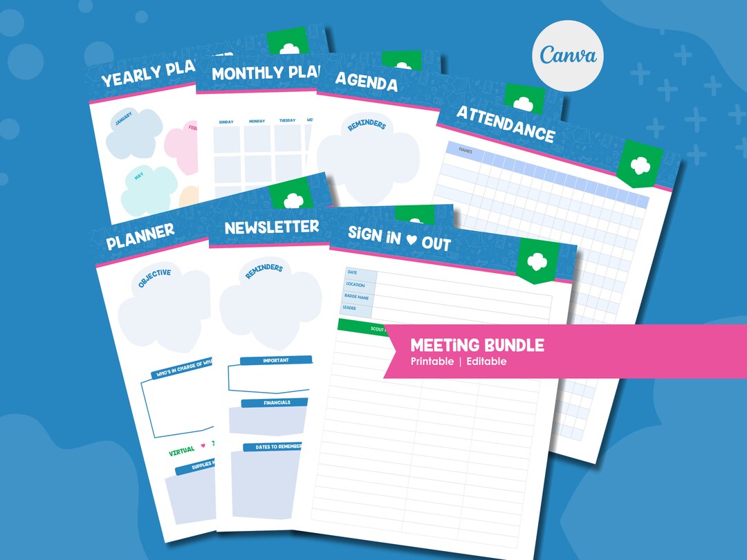 Girl Scouts Leader Planner: Meeting Agenda, Newsletter (printable ...