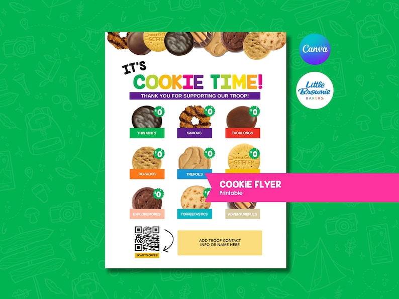 Cookie Flyer With QR Code | Girl Scout | Editable Canva Template | LBB ...