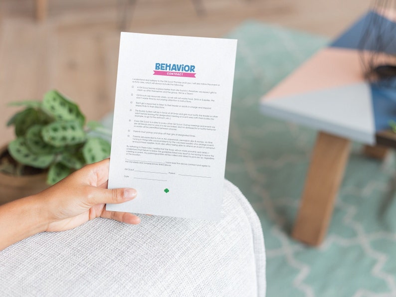 Behavior Contract 8.5 X 11 Troop Leader Girl Scouts GS - Etsy