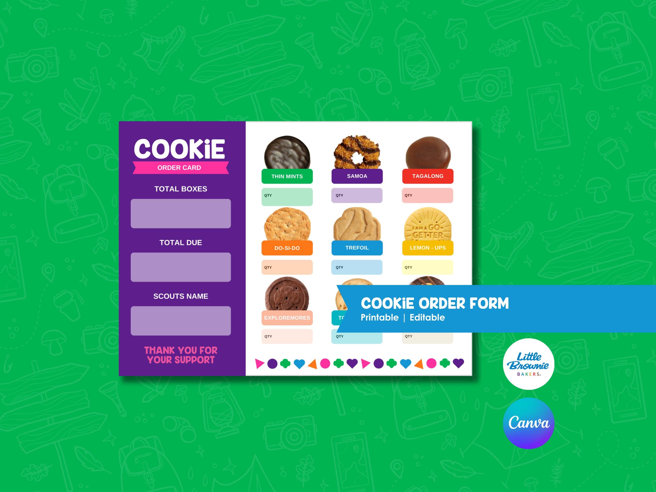 Cookie Order Form Printable | Girl Scout | Troop Leader Order Sheet ...
