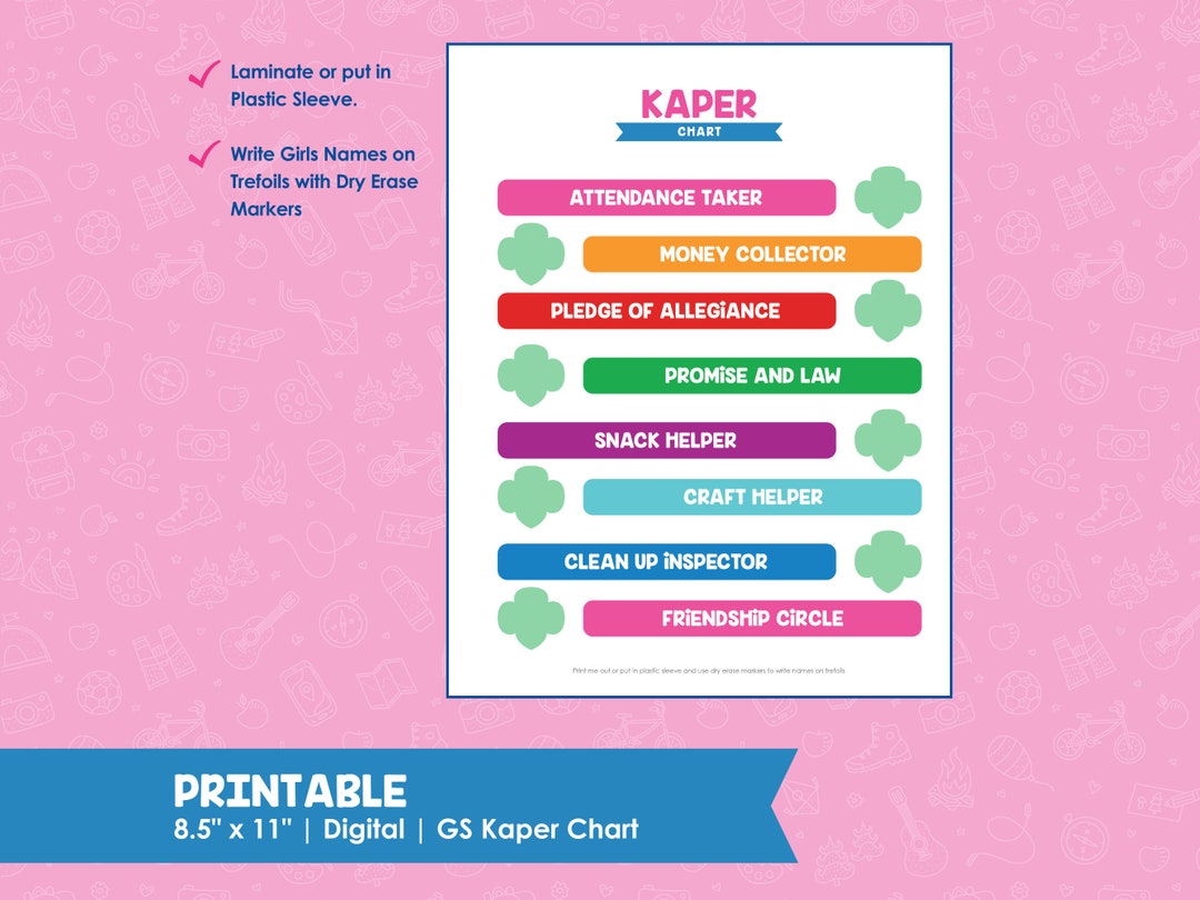 Kaper Chart 8.5 X 11 Troop Leader Girl Scouts GS - Etsy