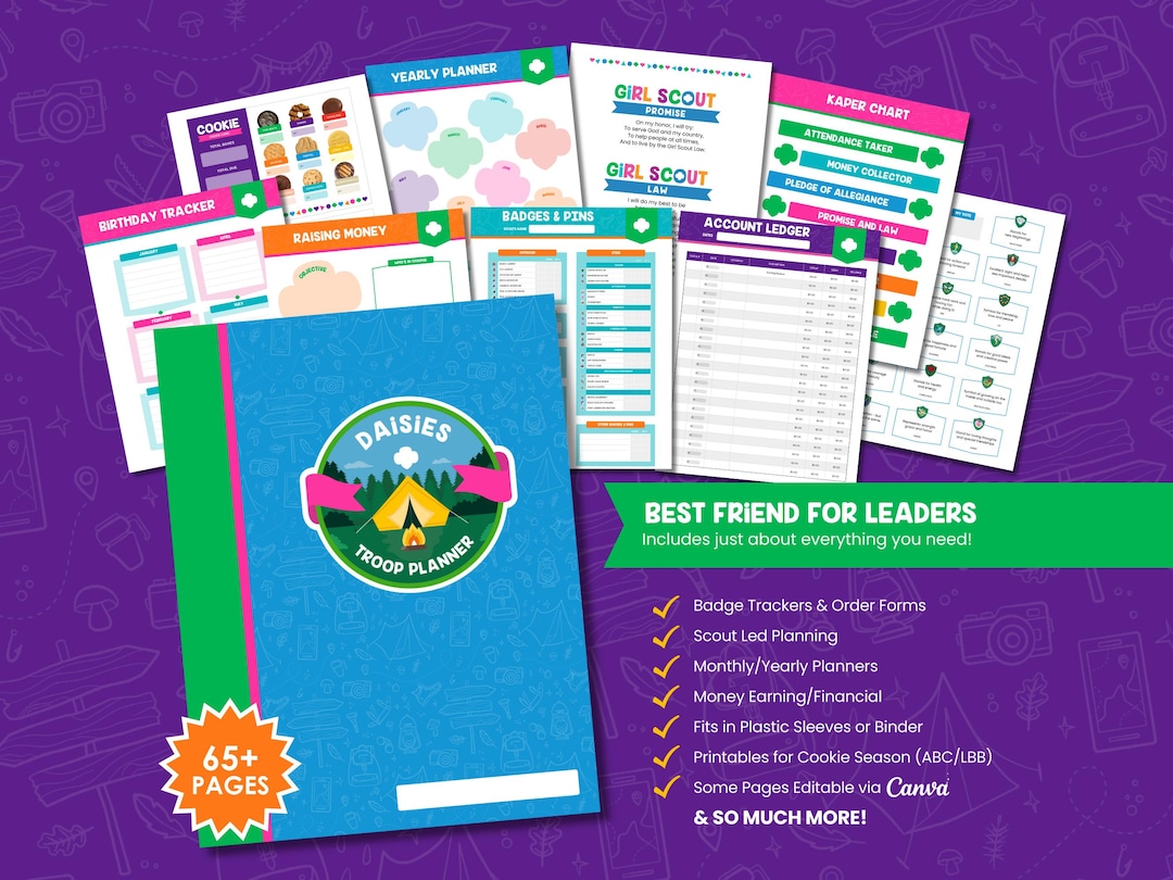 Daisy Troop Leader Planner Printable | Girl Scout Binder, Cookie Season ...