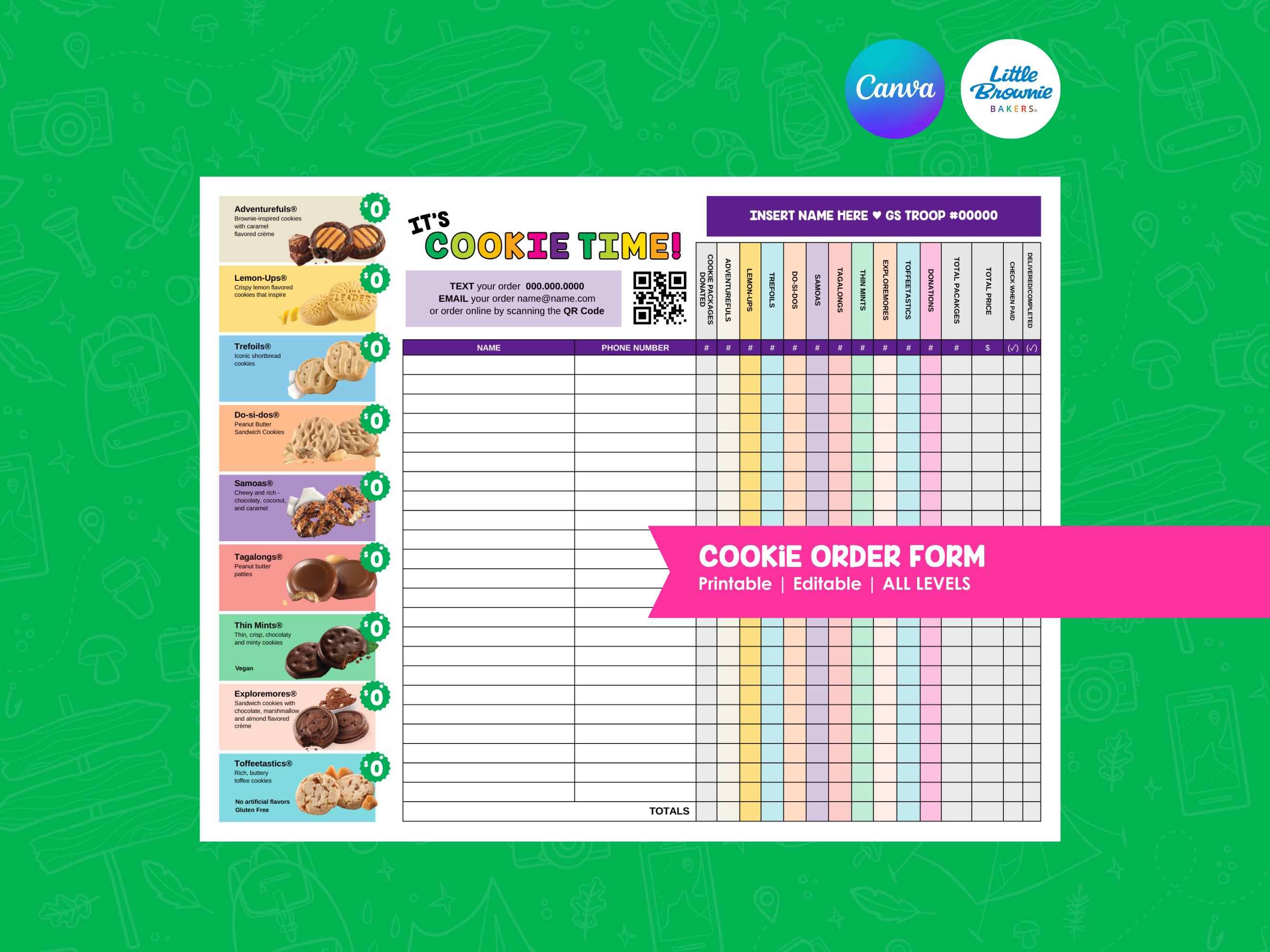 Cookie Order Full Form Printable | Girl Scout | Troop Leader Order ...