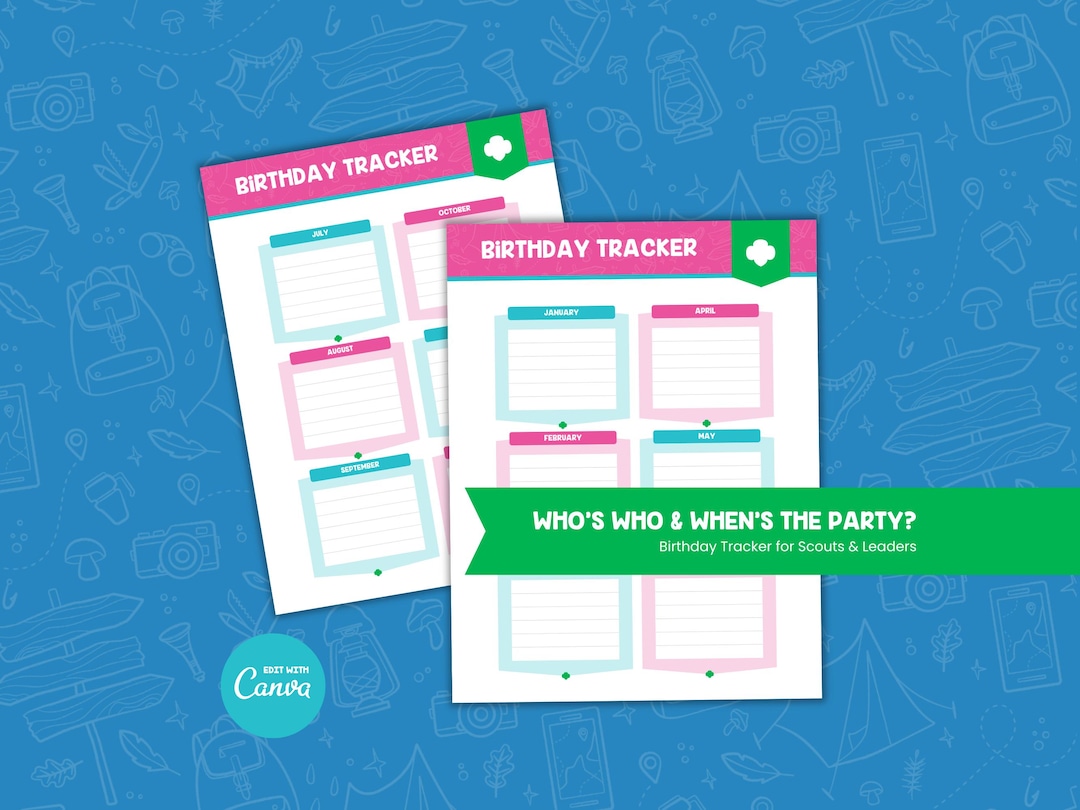 Birthday Tracker | 8.5 X 11 | Troop Leader | Girl Scouts | GS | Girl ...