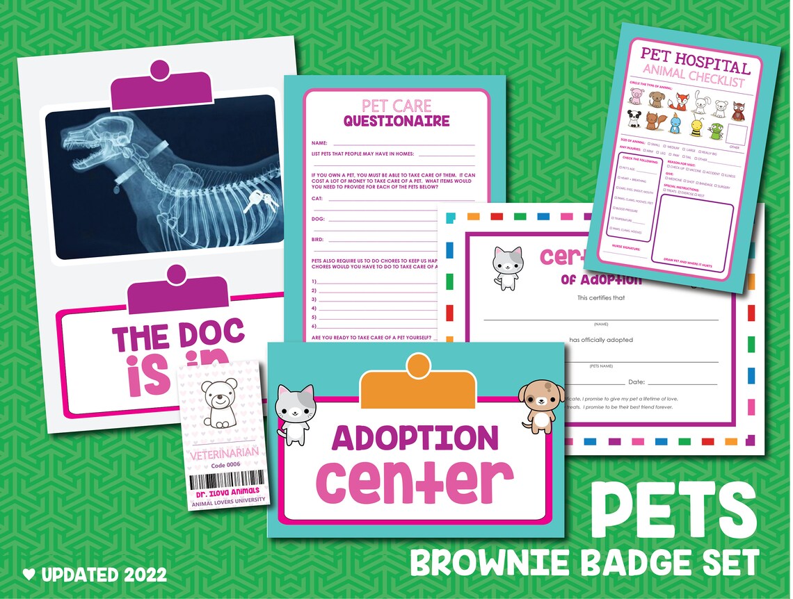 Girl Scout Pets Badge Printable Kit Animals Brownies - Etsy