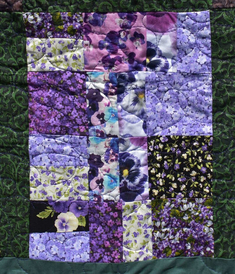 Handmade Patchwork Violets Quilt 41" X 54" - Etsy