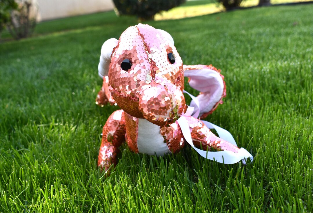 Dragon Peach/gold Flippable Sequence Stuffed Animal - Etsy