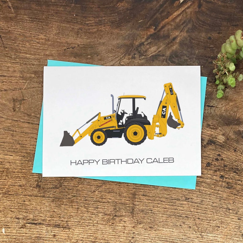 JCB 3CX Backhoe Loader Personalised Birthday Card Any Age and Name ...