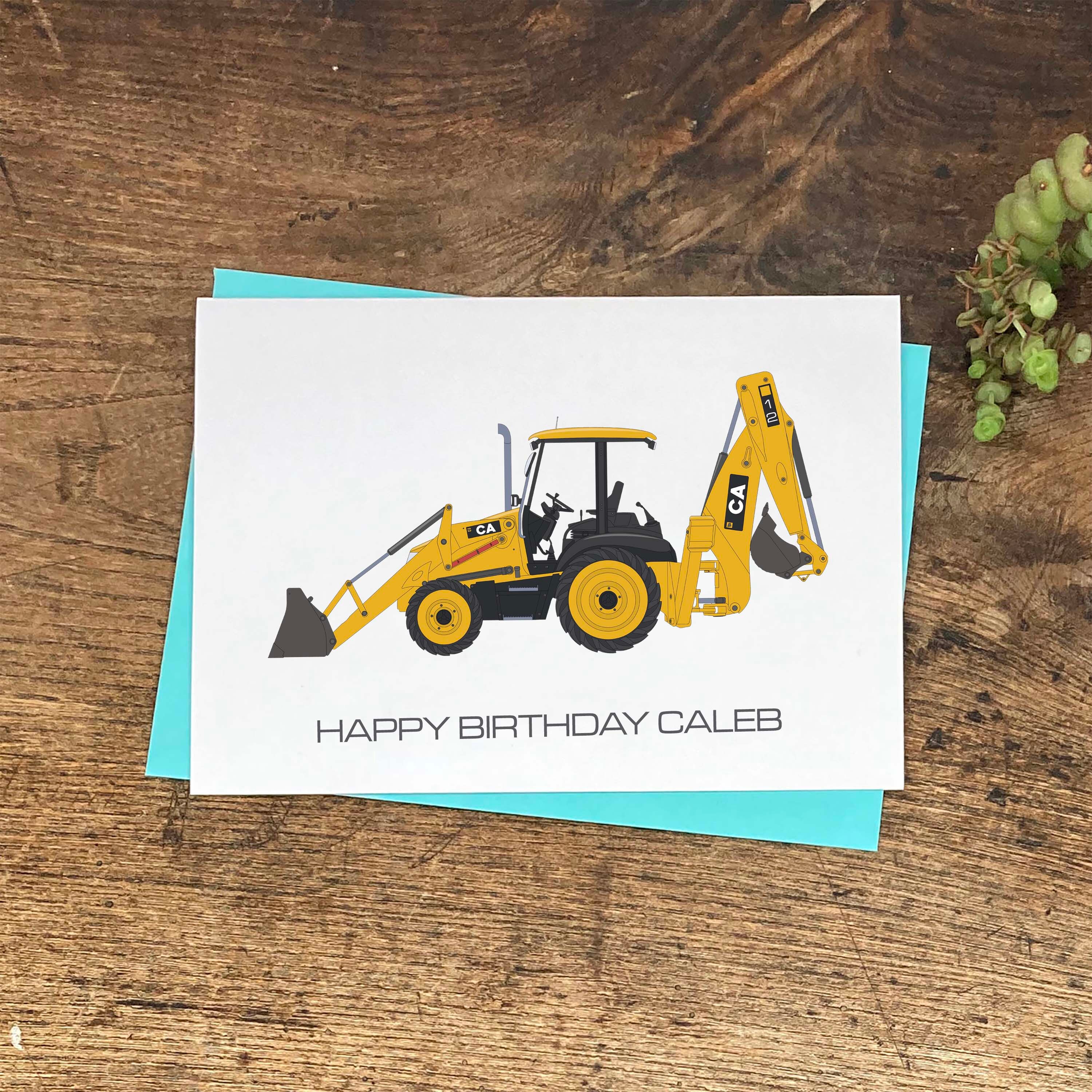 JCB 3CX Backhoe Loader Personalised Birthday Card Any Age and Name ...