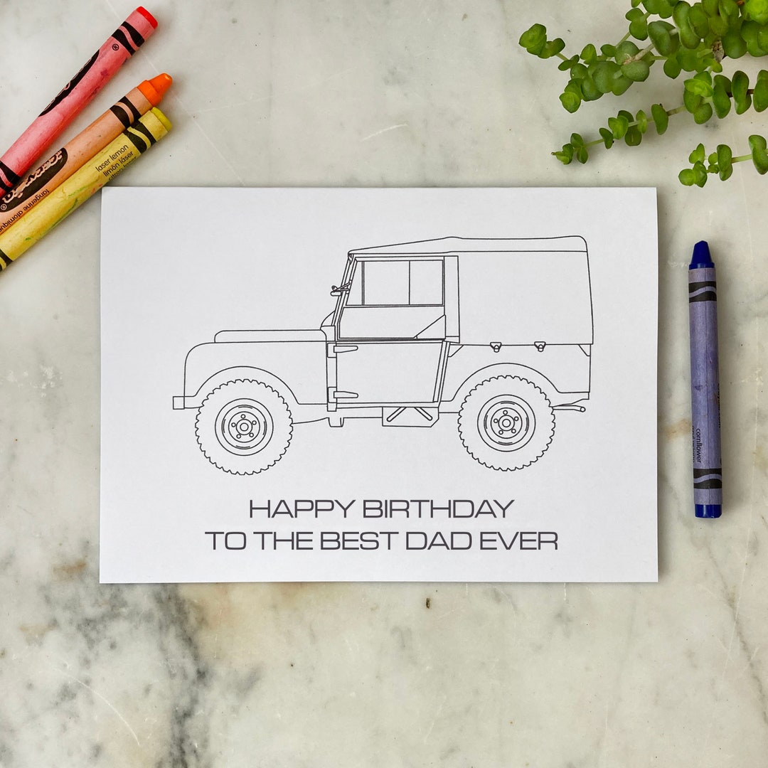Colour in Land Rover Birthday Card Personalised Defender 4x4 Card - Etsy