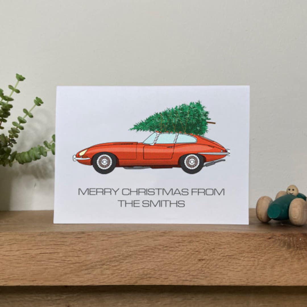 Pack of E-type Jaguar Christmas Cards Any Name or Family Pack of 6 or ...