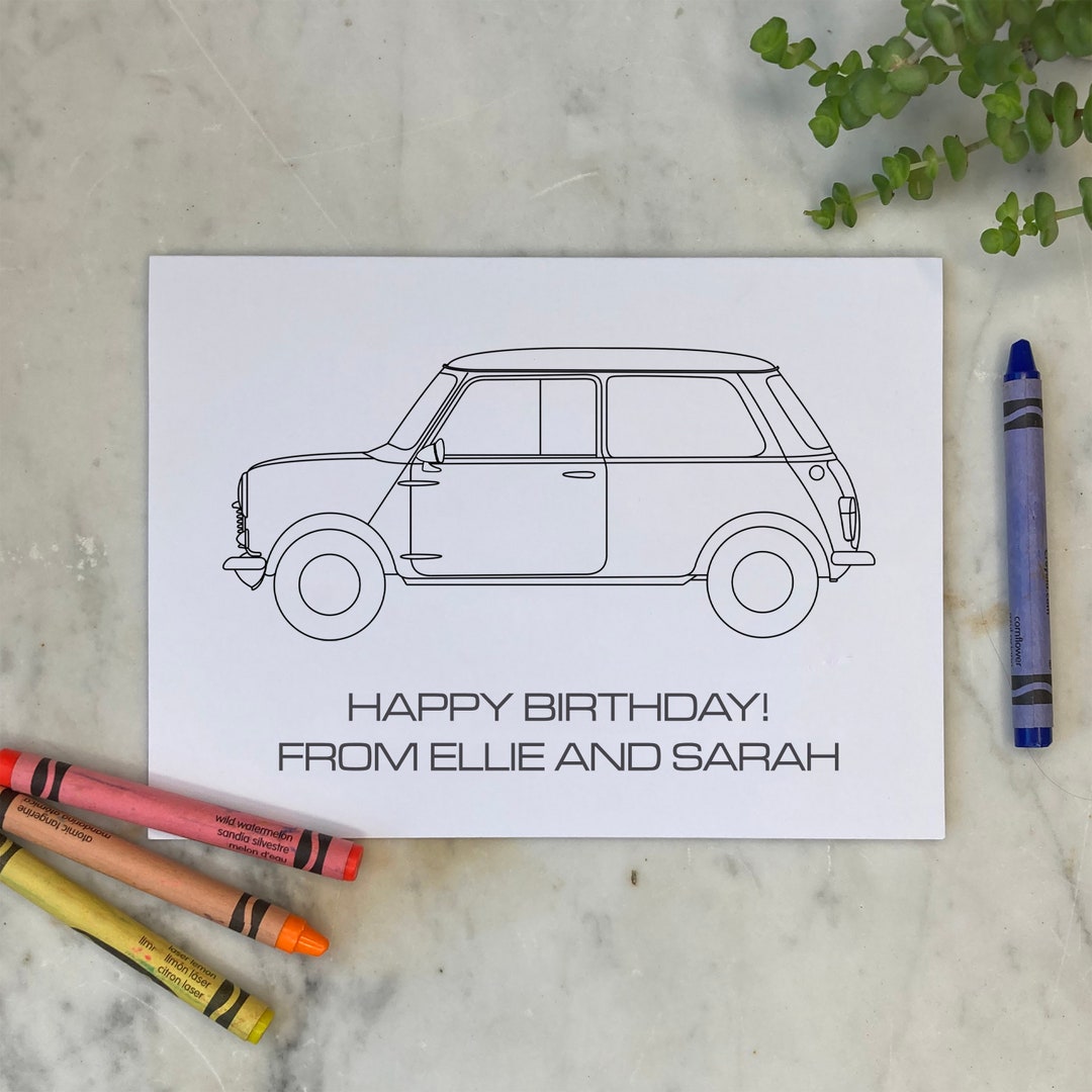 Colour in Mini Birthday Card Personalised Card - Etsy