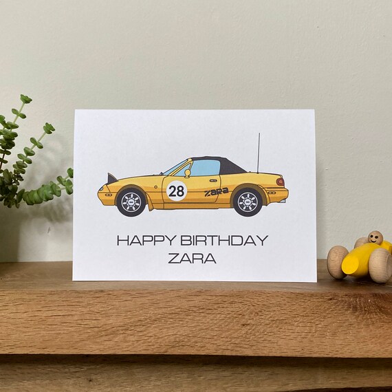 Mazda MX-5 Personalised Birthday Card Any Age and Name | Etsy