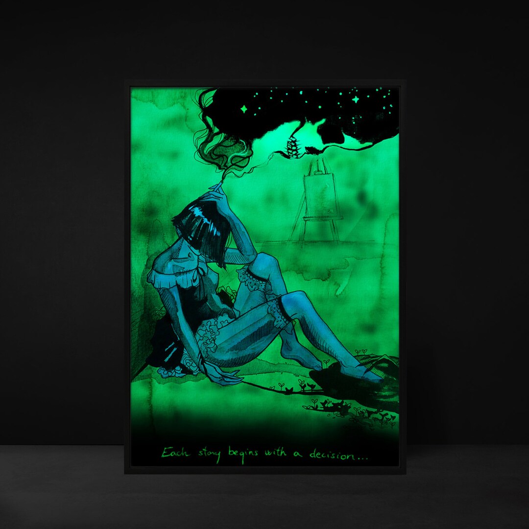 Shadow Walk 1., Glow Print, Glow in the Dark, Gothic Home Decor, Skull ...