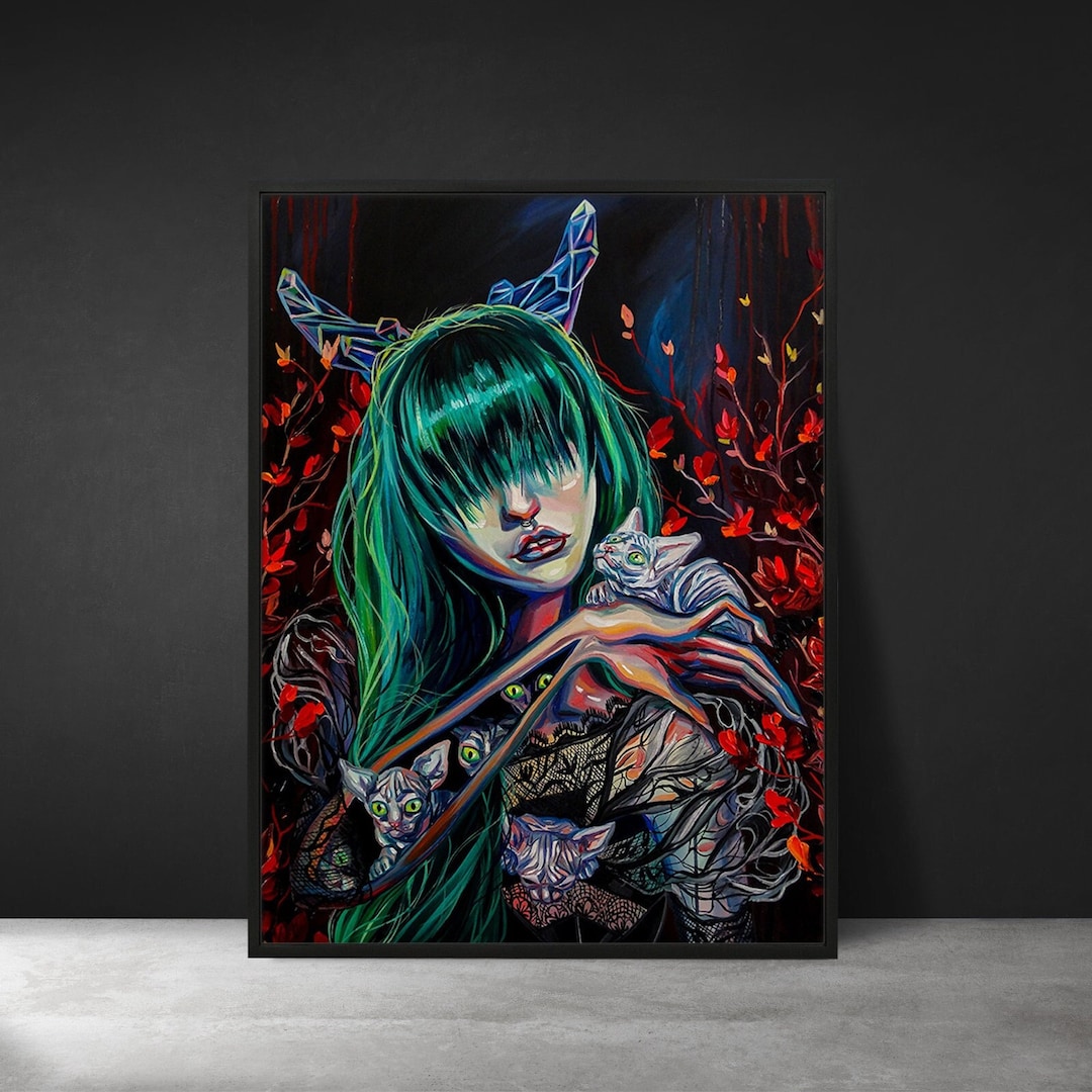 Taurus, Cat Print, Zodiac Star Sign, Taurus, Gothic Decor, Cat Wall Art ...