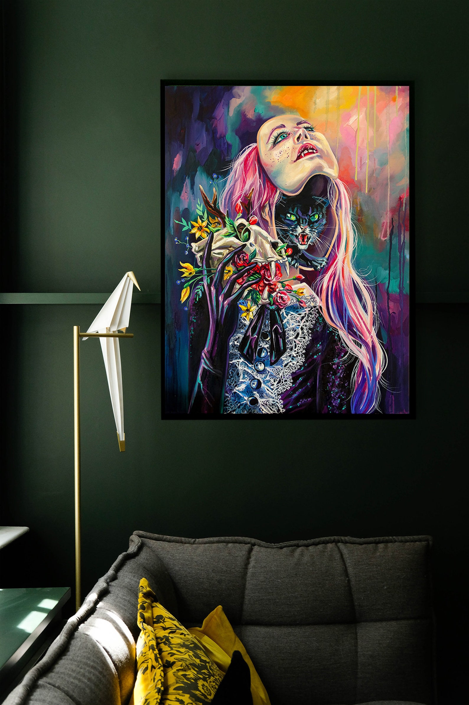 Whisper in My Head leo Painting Leo Painting Cat Art Cat | Etsy