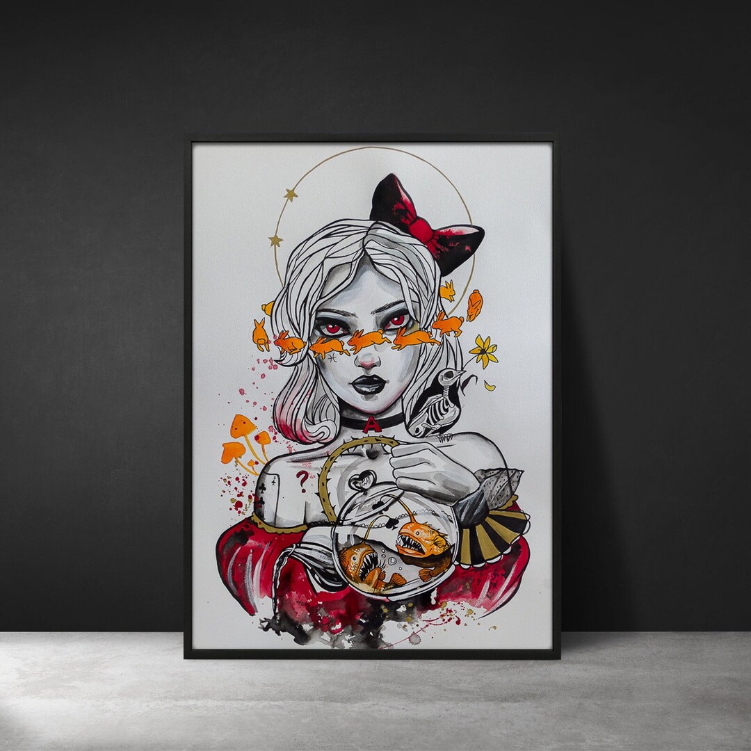 Pisces, Print, Zodiac Star Sign Poster, Alice in Wonderland, Pisces ...