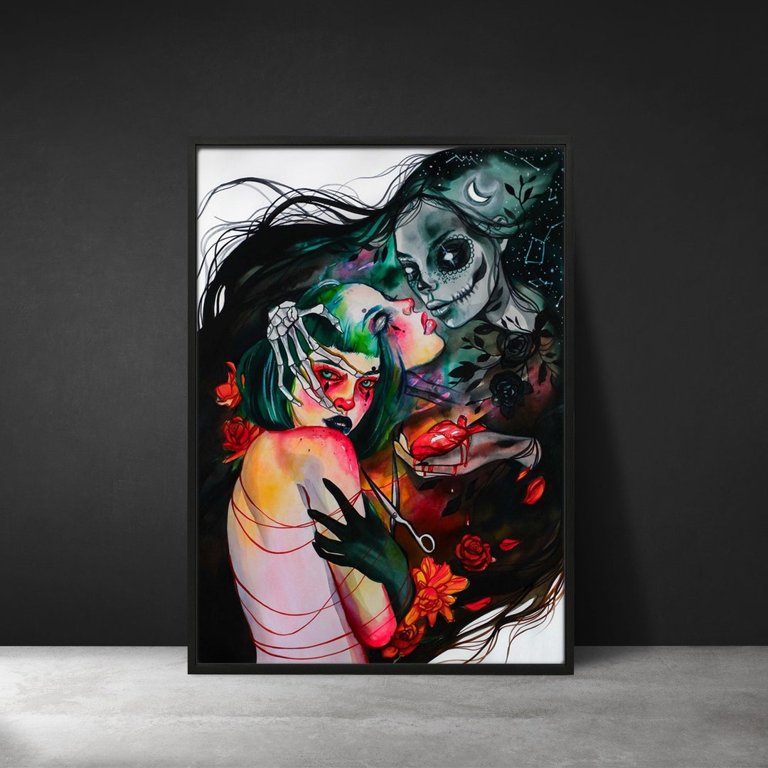 Borderline, Print, Gothic Home Decor, Day of the Dead, Horror Decor ...