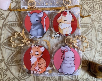 Chinese Rabbit Keychain - Etsy