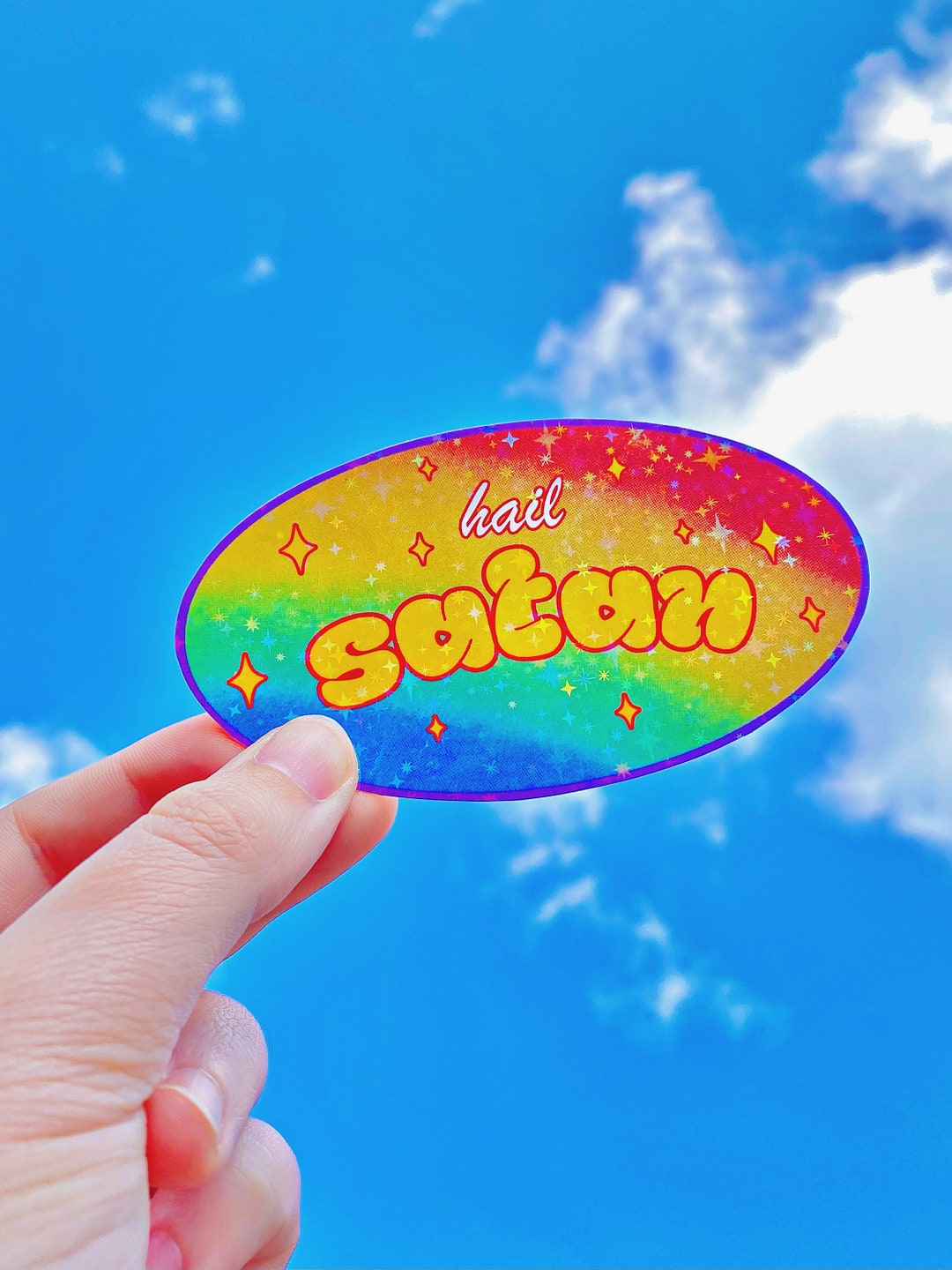 Hail Satan Rainbow Sticker - Etsy