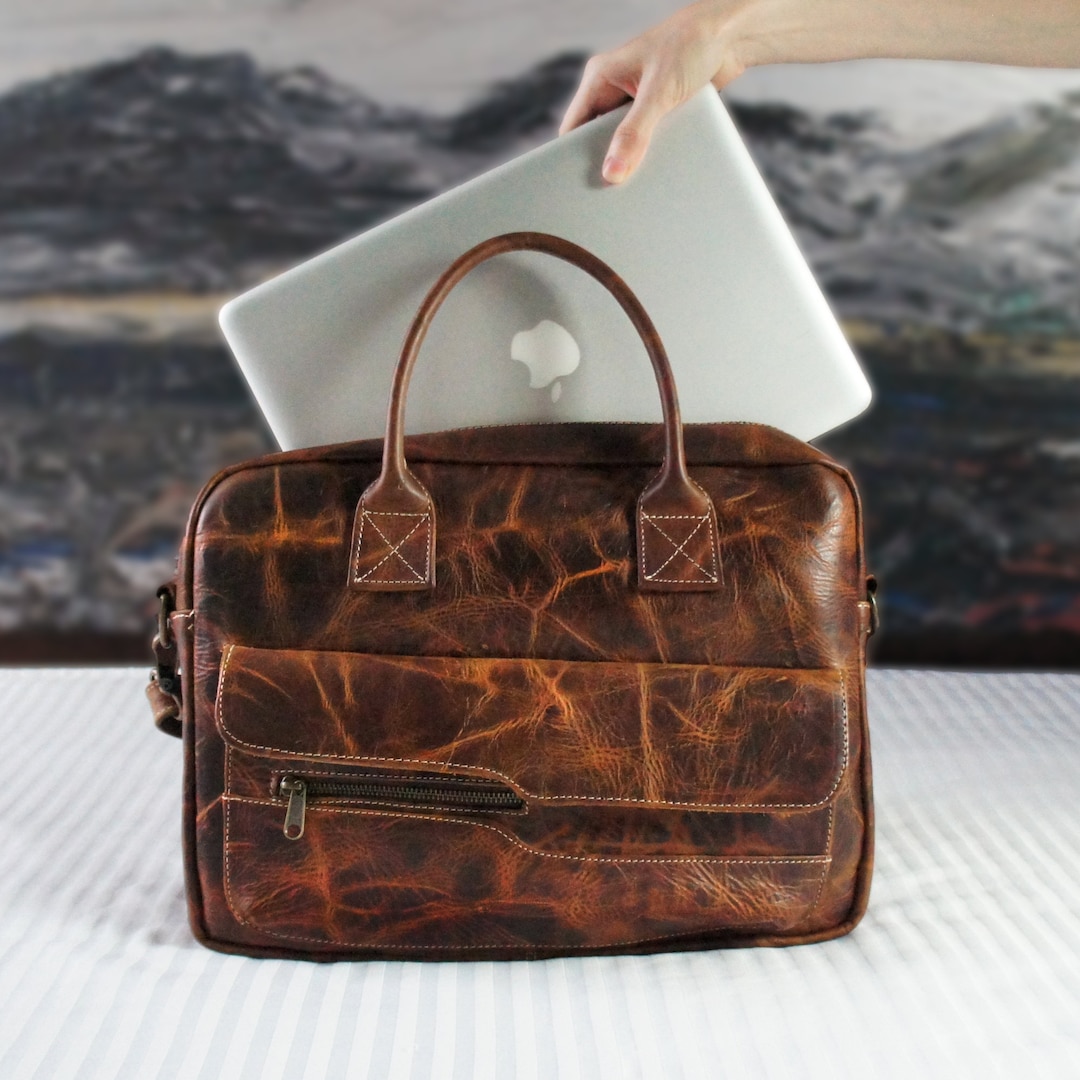 Genuine Leather Briefcase, Messenger Bag - Full-grain, Handmade for Men ...