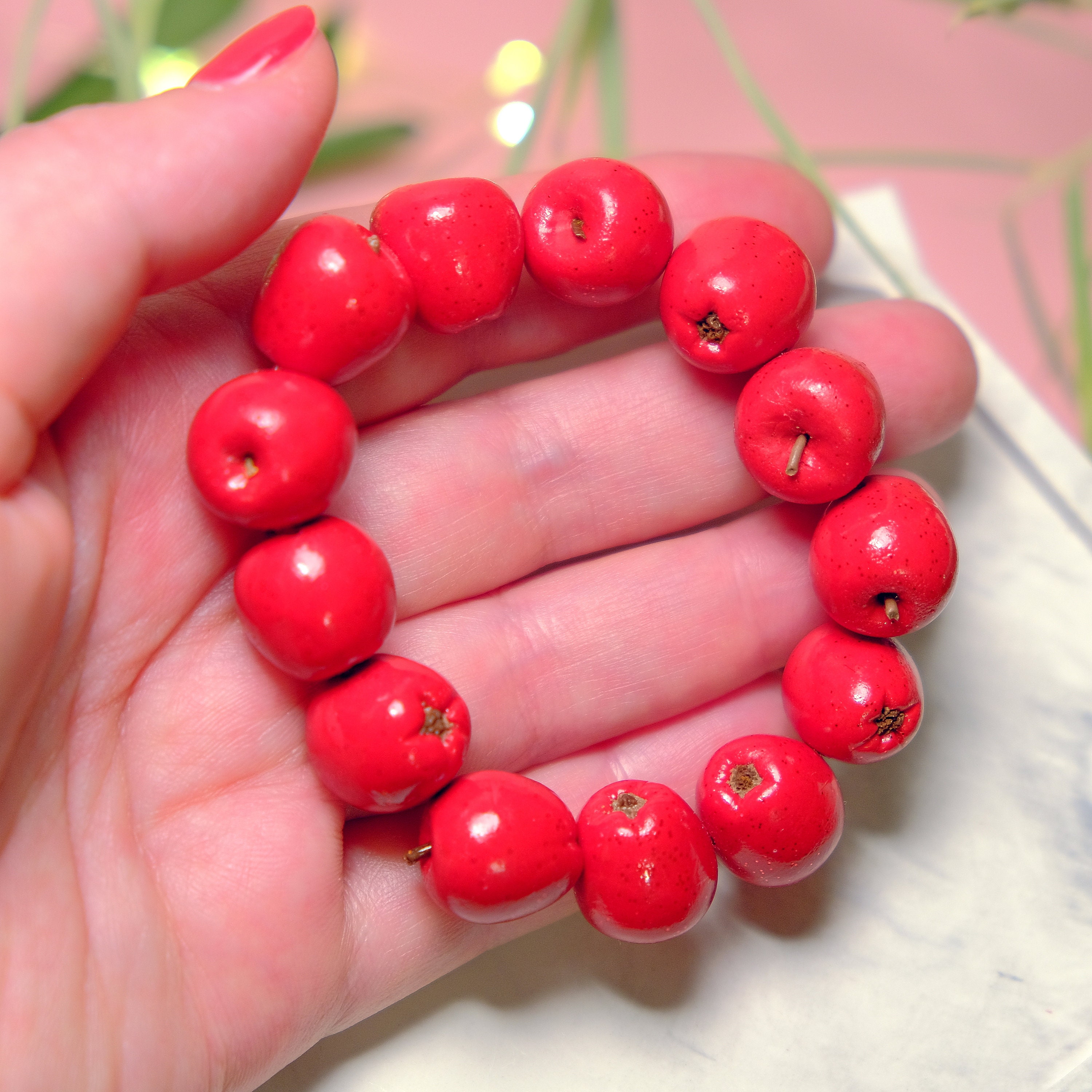 Red Apples Bracelet Apple Jewelry Polymer Clay Gift for Her Apples ...