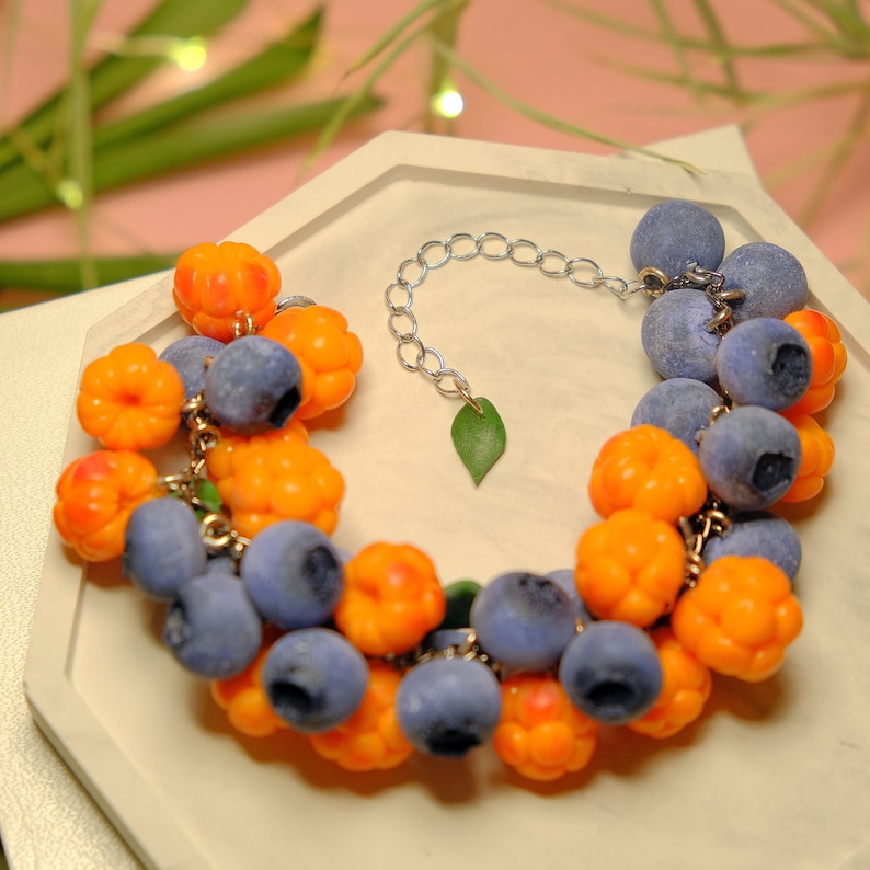 Cloudberry Blueberry Bracelet Cloudberry Blueberry Polymer Clay Cloudberry Blueberry Handmade ...
