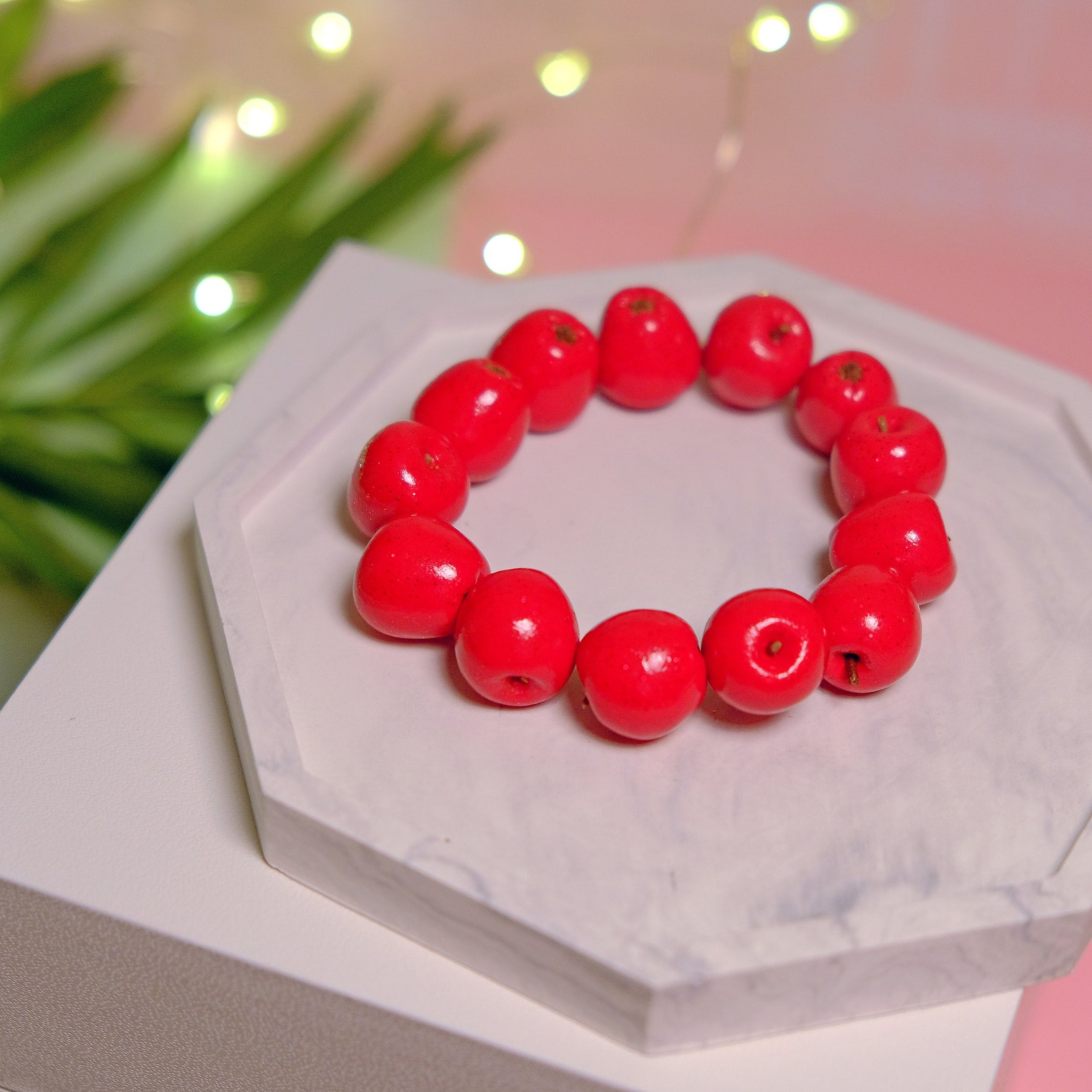 Red Apples Bracelet Apple Jewelry Polymer Clay Gift for Her Apples ...