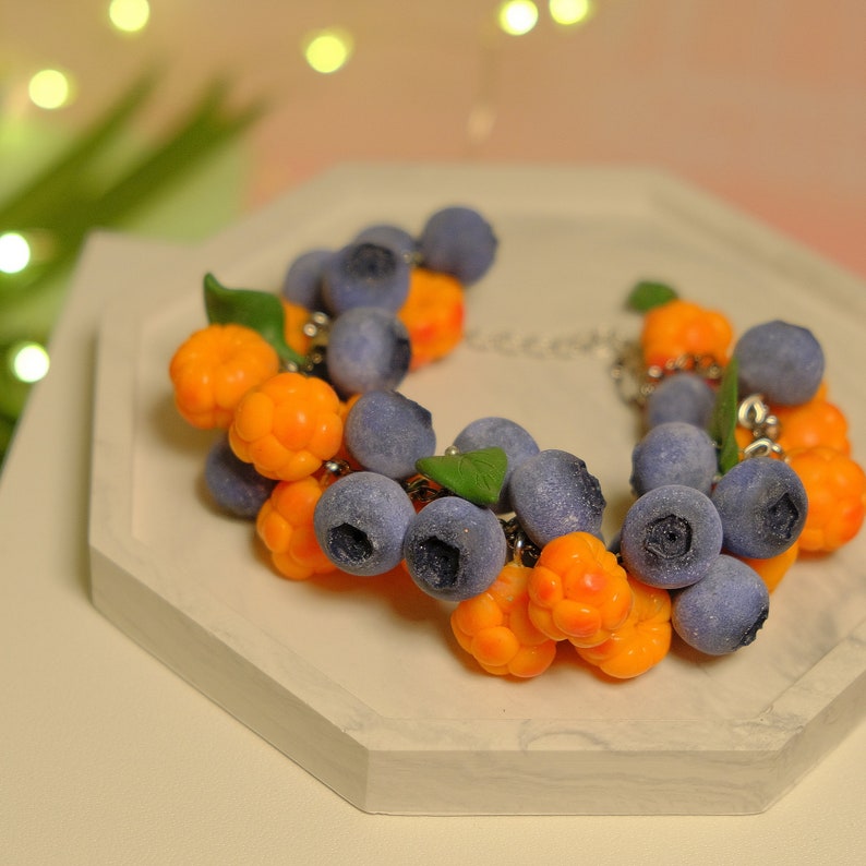 Cloudberry Blueberry Bracelet Cloudberry Blueberry Polymer Clay ...