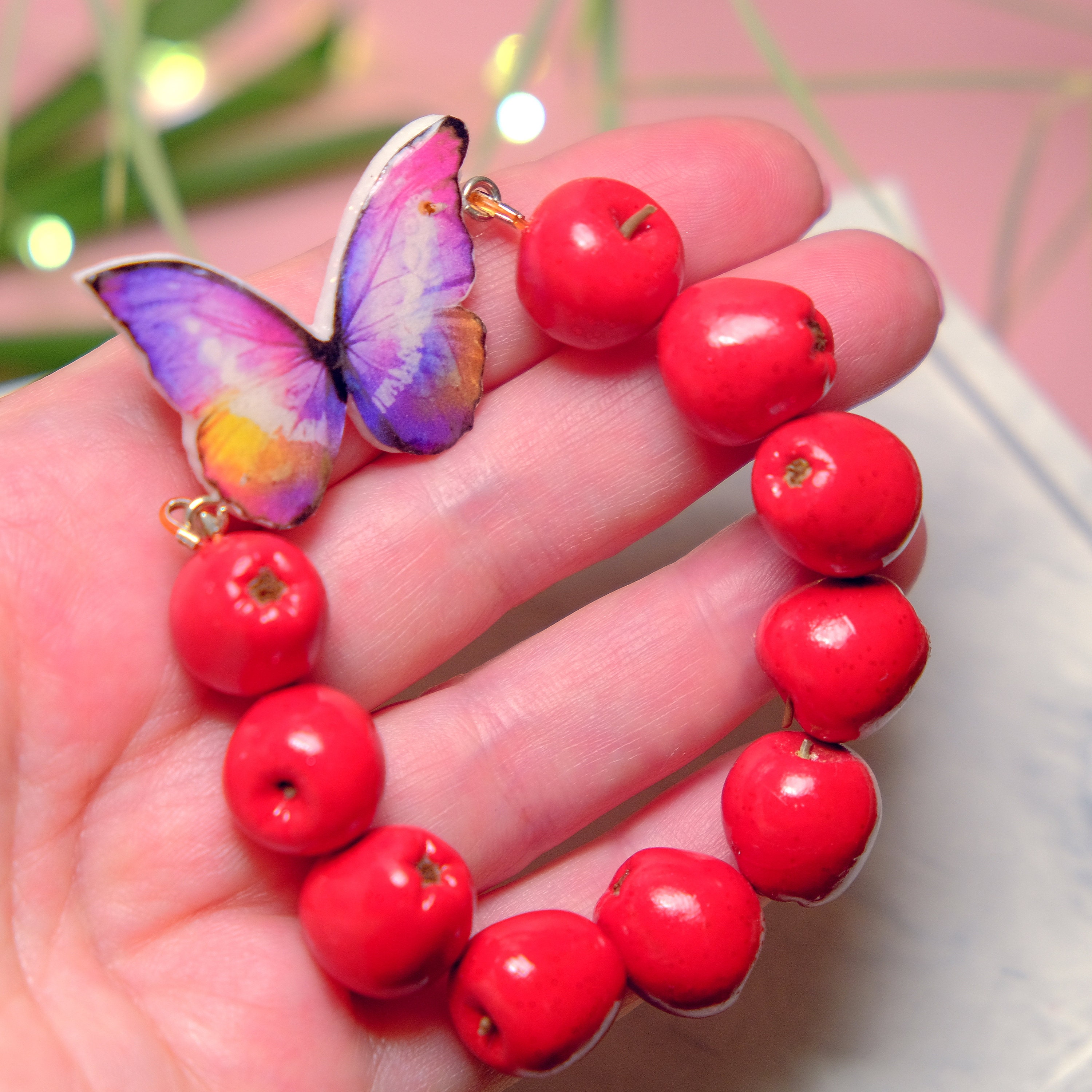 Red Apples Bracelet Apple Jewelry Polymer Clay Gift for Her Apples ...