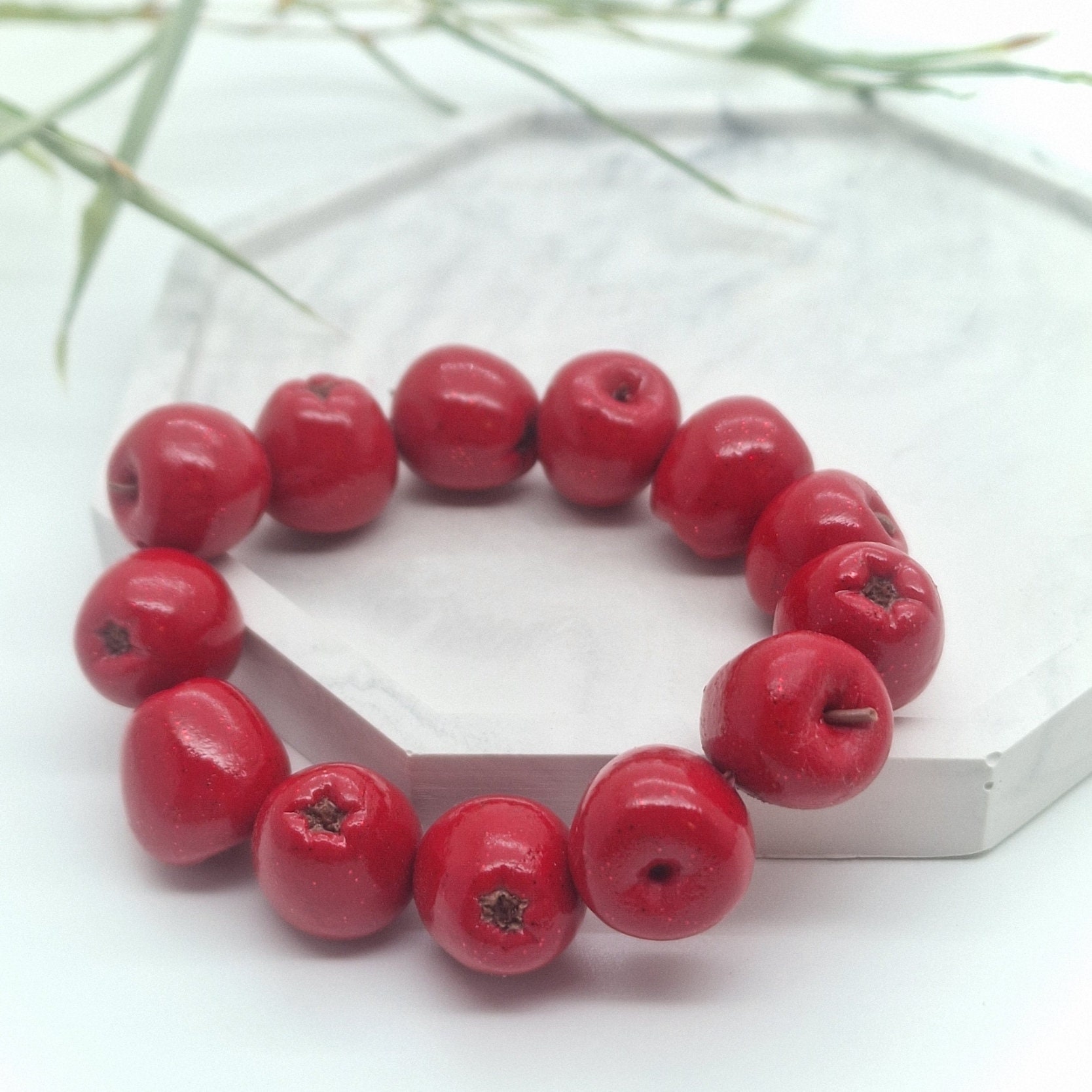 Red Apples Bracelet Apple Jewelry Polymer Clay Gift for Her Apples ...