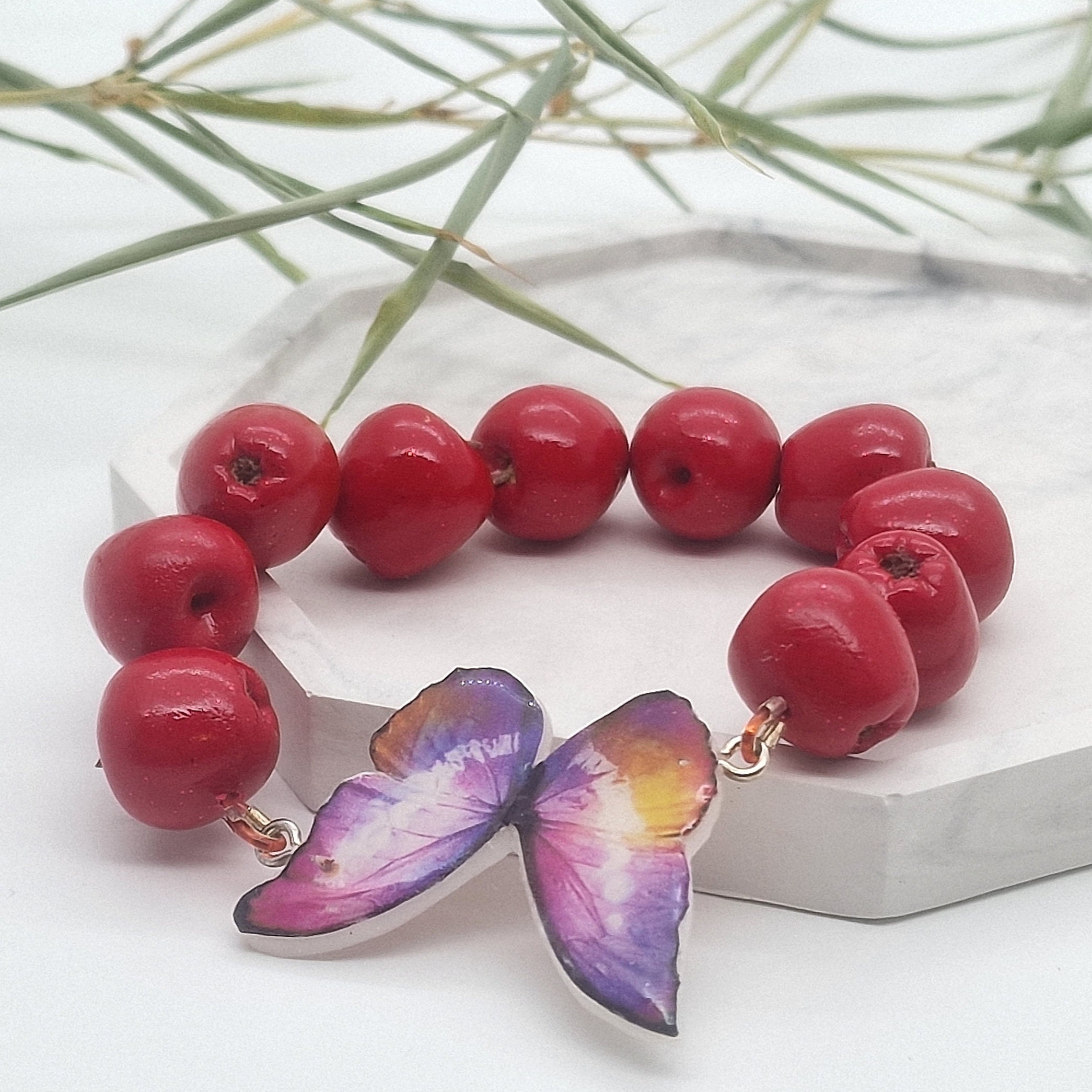 Red Apples Bracelet Apple Jewelry Polymer Clay Gift for Her Apples ...