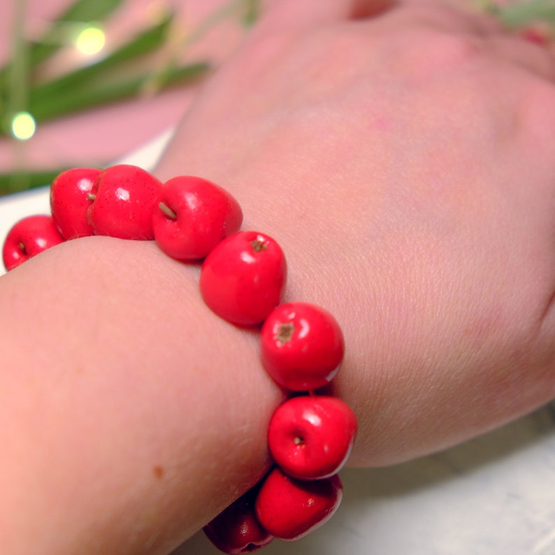 Red Apples Bracelet Apple Jewelry Polymer Clay Gift for Her Apples ...
