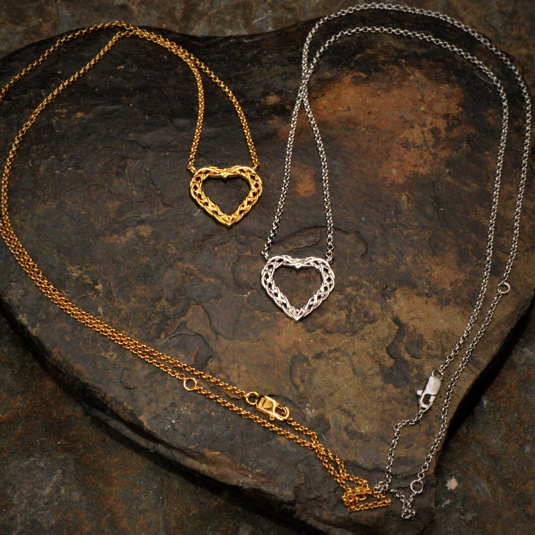 Celtic Braided Heart Pendant | 18K Gold or 950 Platinum on Solid 925 ...