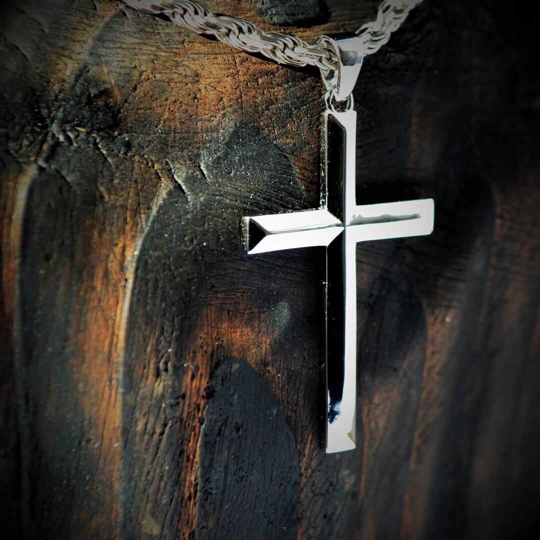 Large Silver Celtic Cross Necklace | Platinum Coated Solid Silver Cross ...