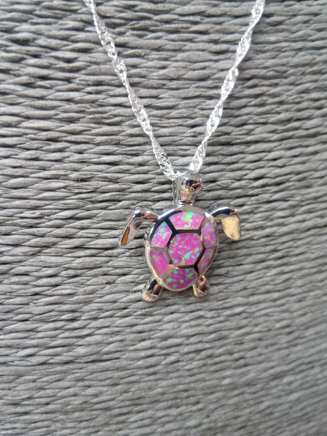 Pink Fire Opal Turtle Necklace Platinum on Sterling Silver Beautiful ...