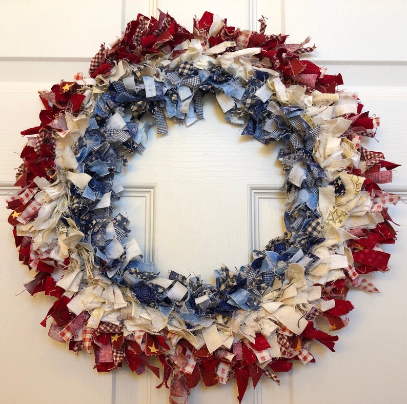 Patriotic Rag Wreath | Etsy
