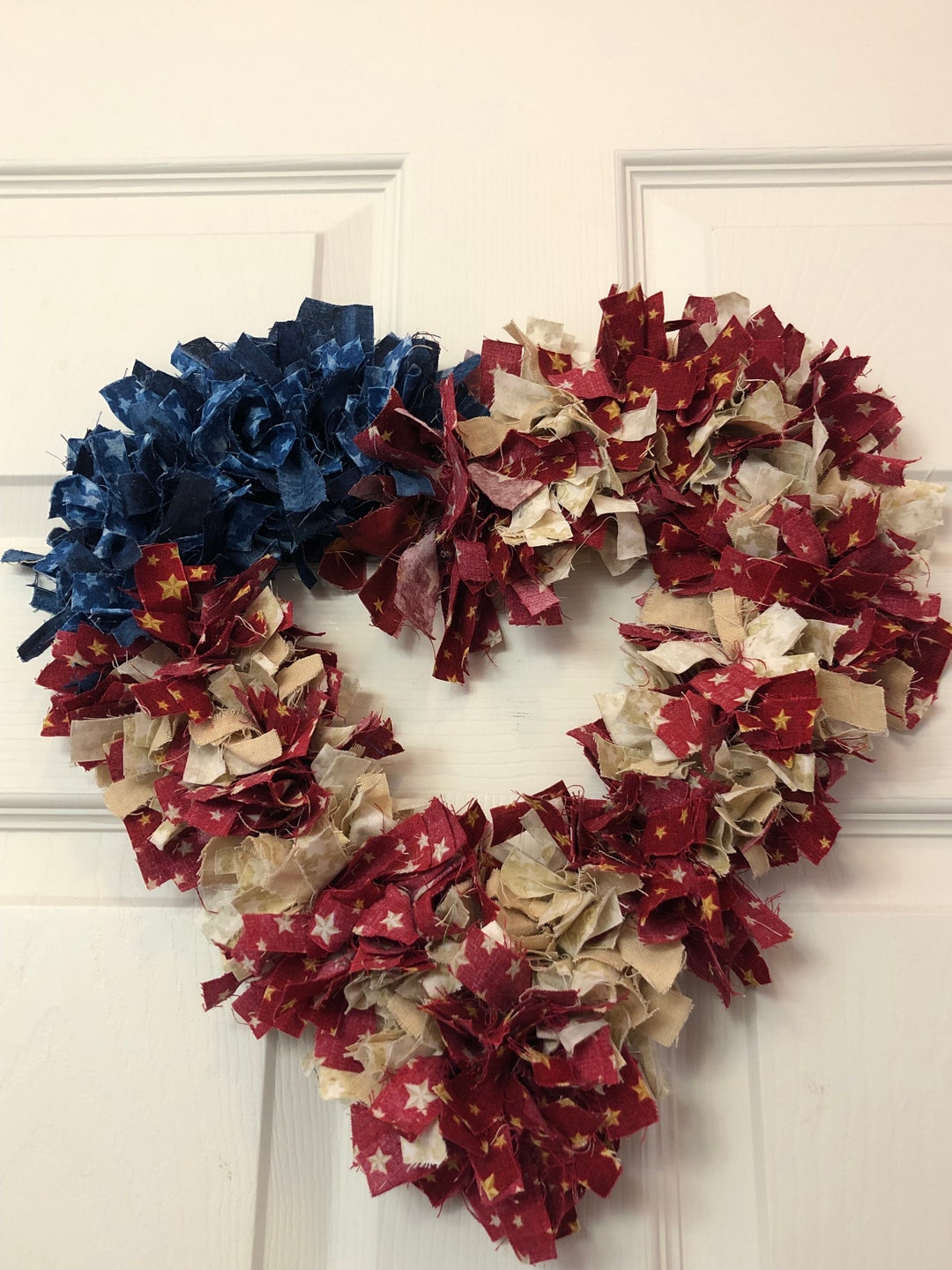 Patriotic Round Rag Wreath - Etsy