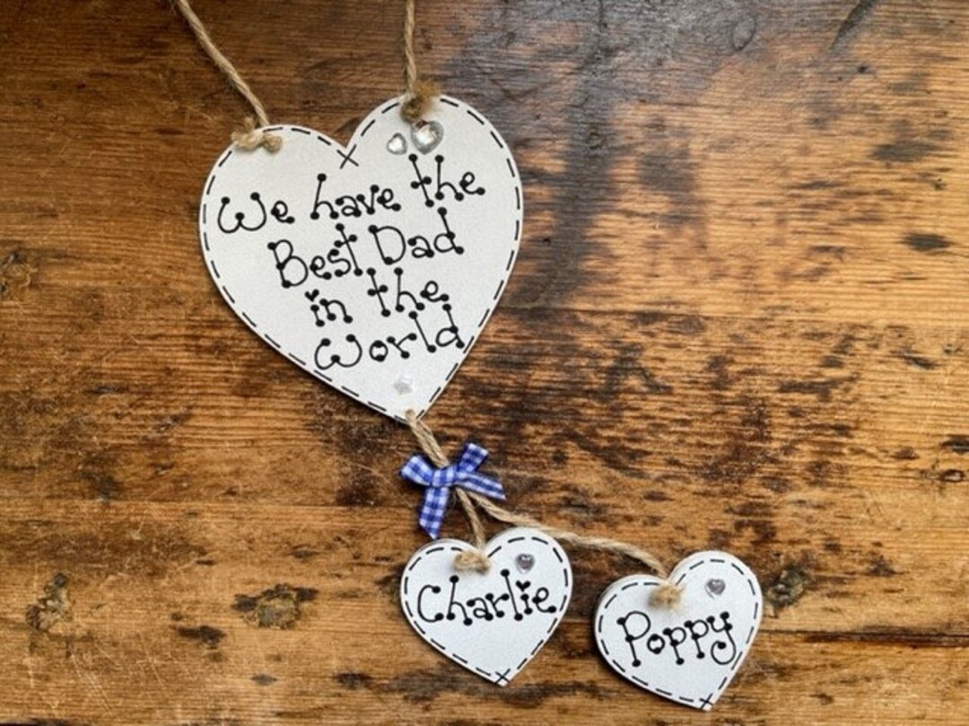 Personalised Best Dad Father's Day or Birthday Hanging Hearts Handmade ...