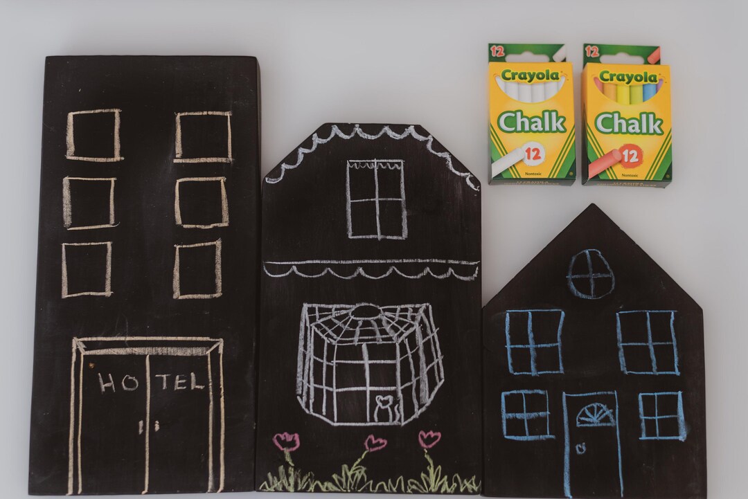 Chalkboard Wooden House Blocks - Etsy