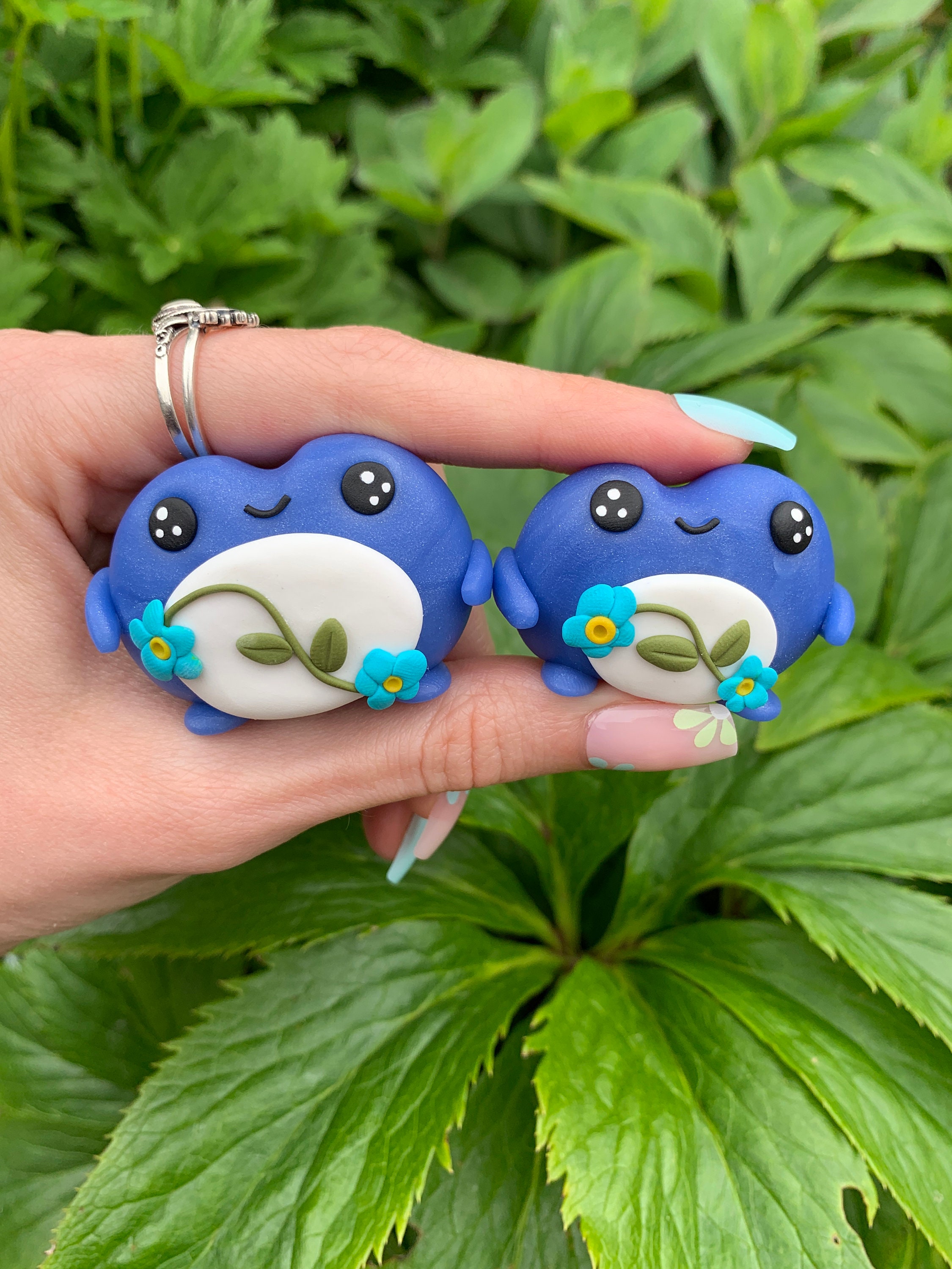 Forget-me-not Frogs Polymer Clay Frogs, Unique Gift, Keepsake, Memorial ...