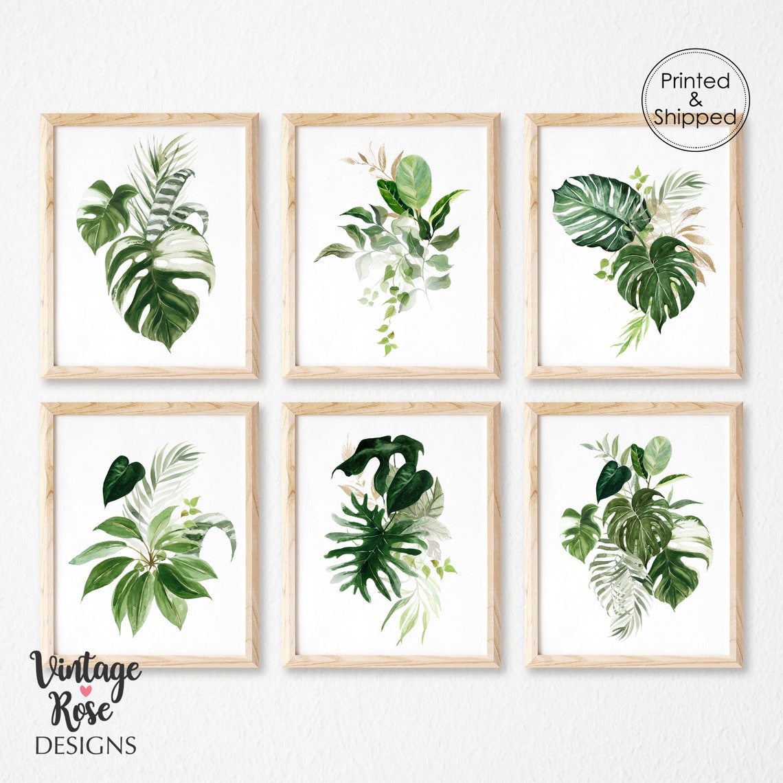 Tropical Leaf Print, A3 Set of Prints, Tropical Leaves, Tropical Wall ...
