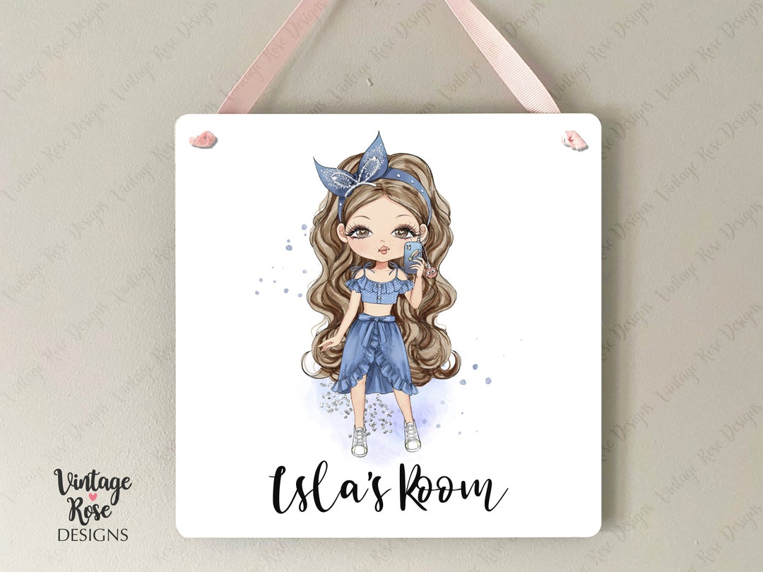 Girls Door Hanger, Personalised Room Sign, Sassy Girl Decor, Cute Girl ...