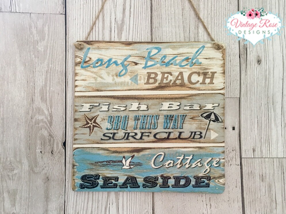 To the Beach Door Hanging Wall Sign Plaque Handmade Wooden - Etsy UK