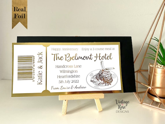 Personalised Dining Experience Voucher Meal Voucher Foiled | Etsy