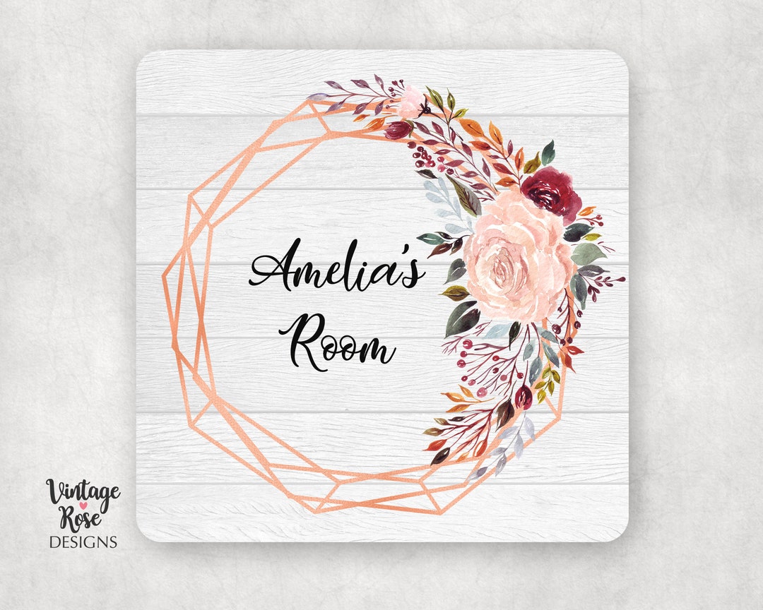 Personalised Pink Girls Name Room Door Sign Rose Gold Metal - Etsy