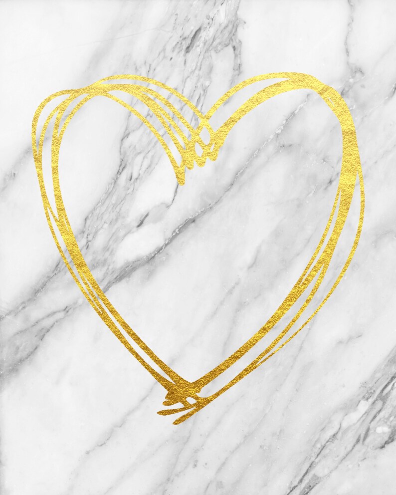 Marble Print, Scribble Heart, Marble and Rose Gold Bedroom Decor, Real ...
