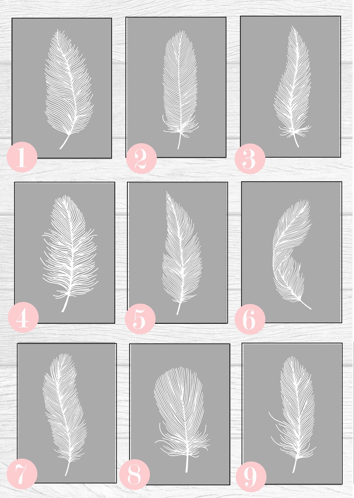 Feather Print Set Feathers Wall Art Grey Feather Prints Set - Etsy