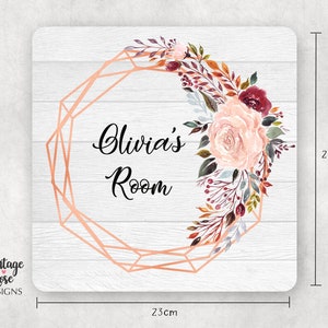 Personalised Pink Girls Name Room Door Sign Rose Gold Metal - Etsy