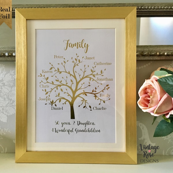 Gold Family Tree Print - Etsy